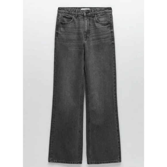 Zara | Jeans | Zara The 9s Wide Leg Jeans In Black Denim High Rise Size ...
